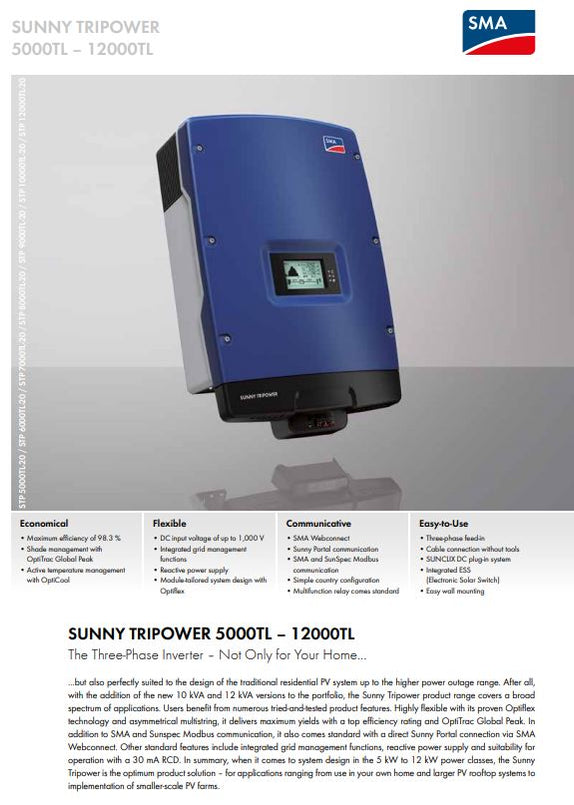 SMA STP 6000TL-20 -3ph. 6kW Solar Inverter — Power Technology